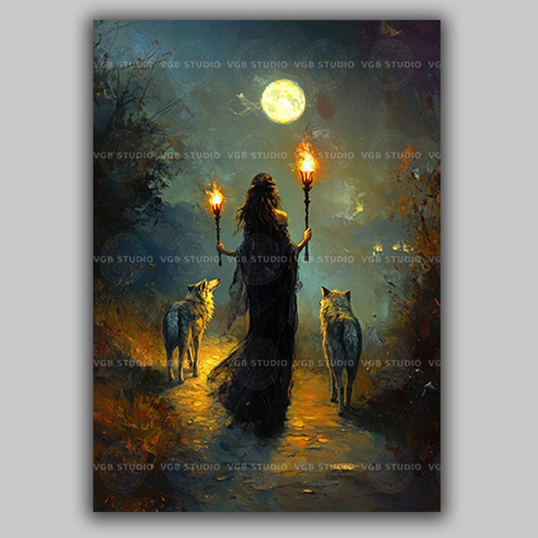 Hecate Night Goddess Print, Witchy Artwork Pagan Esoteric Art, Hekate ...