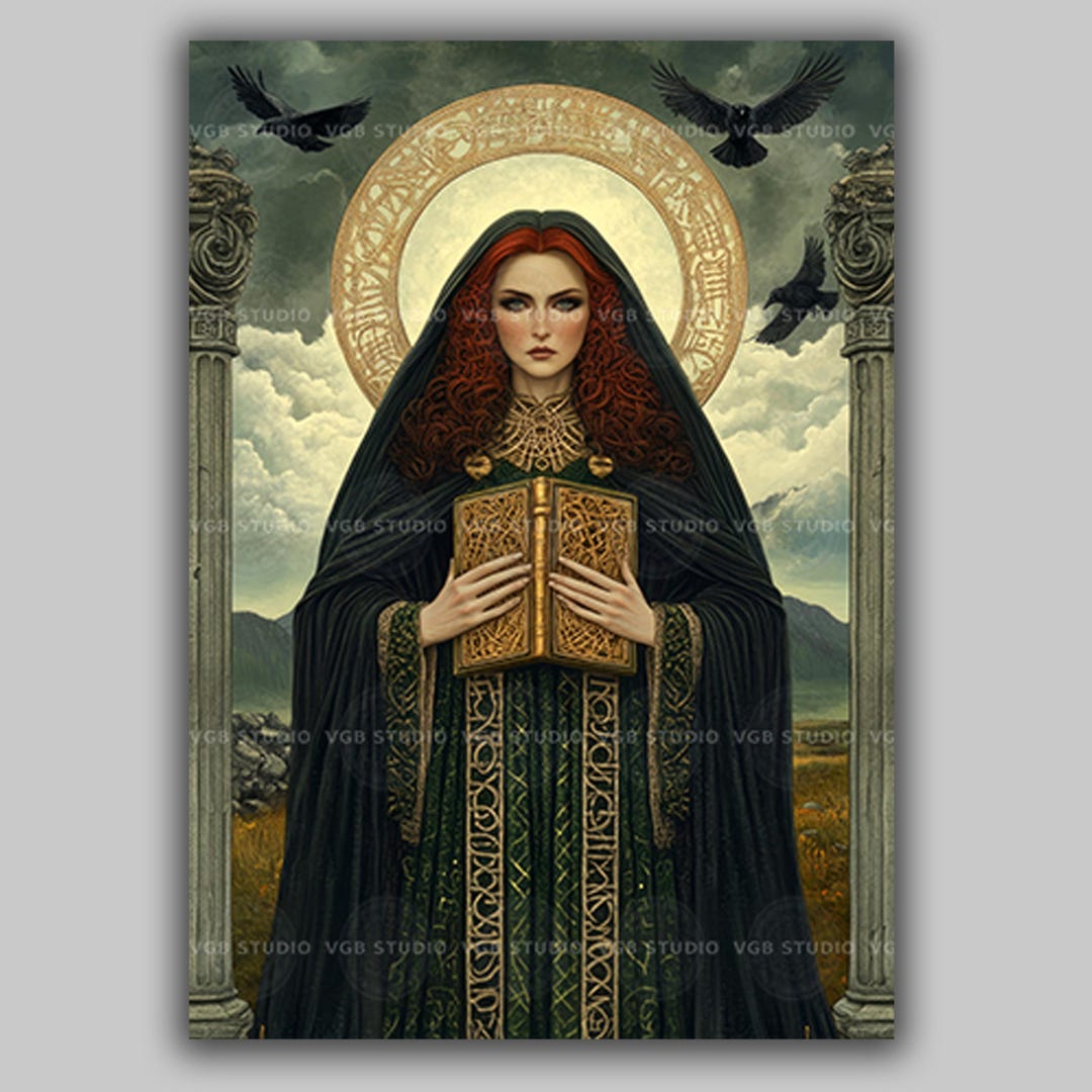 The Morrigan High Priestess Art Print Celtic Goddess Tarot Wall Decor ...