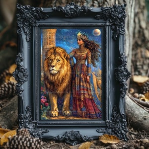 Ishtar Goddess With Lion Art Print, Mesopotamian Queen of Heaven ...