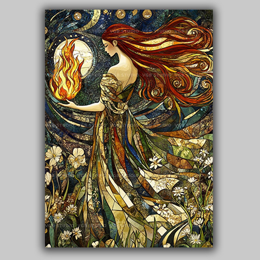 Brigid Goddess Wall Art Celtic Fire Deity Print Irish Mythology Decor ...