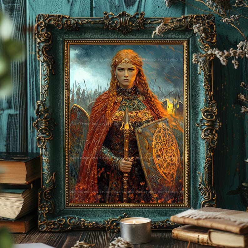 Queen Boudica Art Print Celtic Warrior Woman Wall Decor Red-haired ...