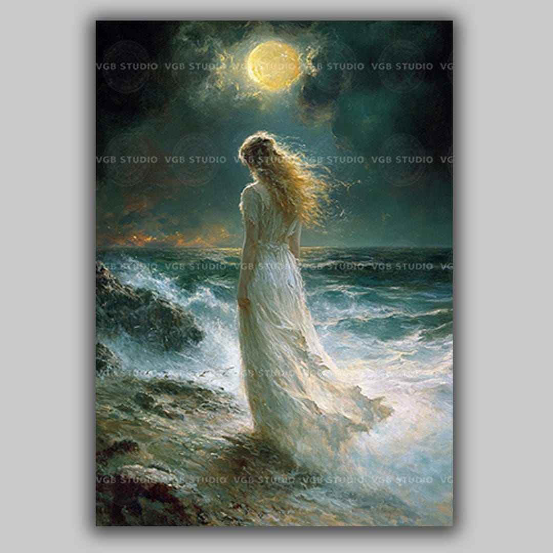 Branwen Art Print Celtic Goddess Welsh Mythology Moonlit Sea Woman ...