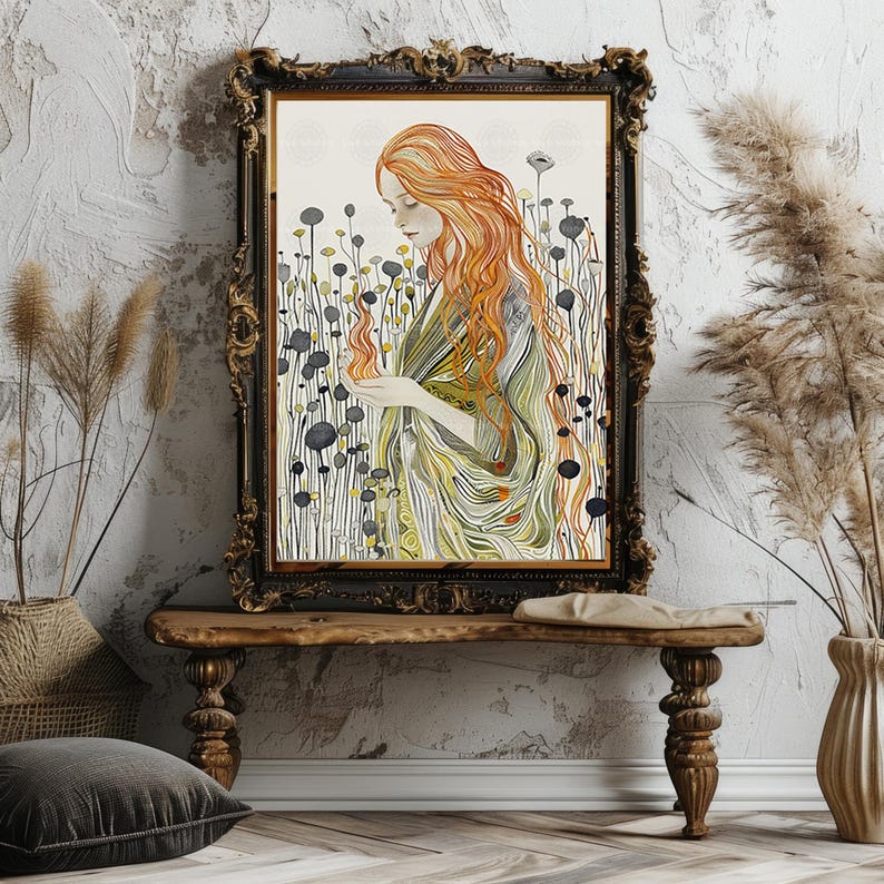 Brigid Celtic Goddess of Fire and Spring Irish Mythology Wall Art ...