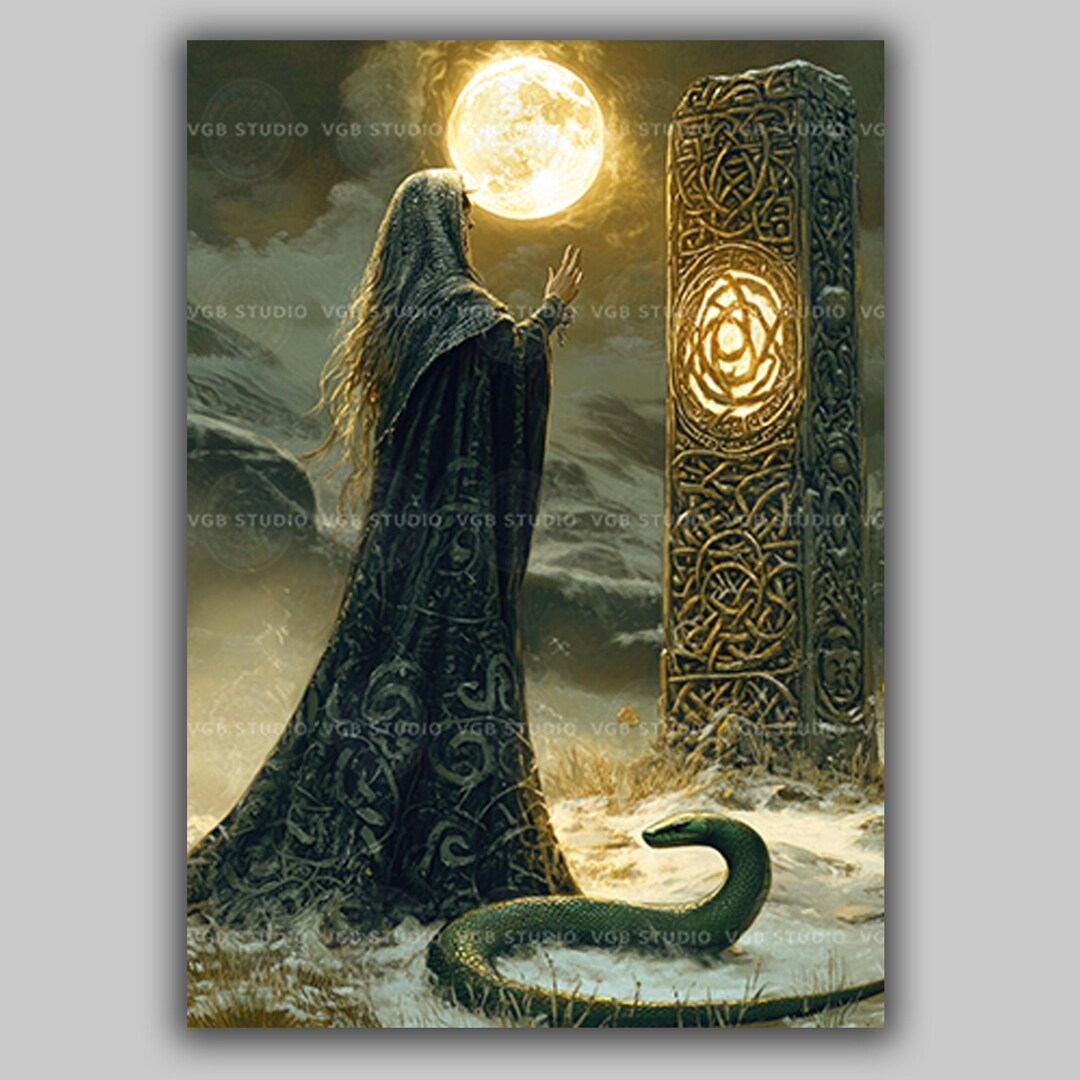 Sirona Art Print Celtic Goddess Moon Magic Healing Snake Pagan Wall ...