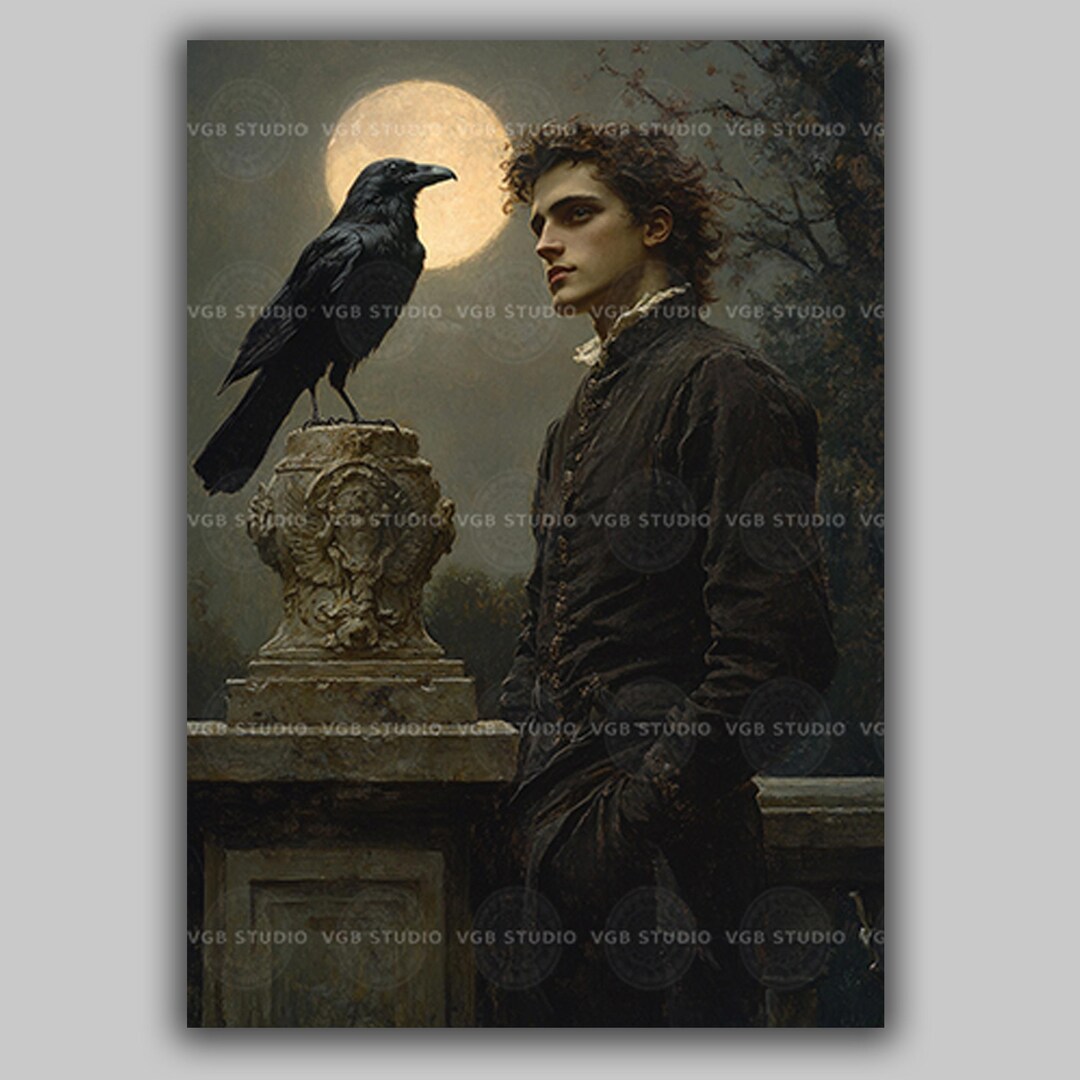 The Raven Nevermore Gothic Print Edgar Allan Poe Bookish Art, Raven ...