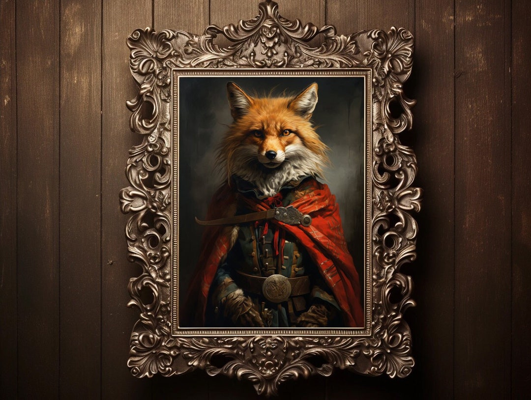 Highlander Scottish Red Fox Giclee Artwork Vintage Painting Wall Art ...