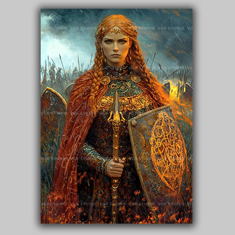 Queen Boudica Art Print Celtic Warrior Woman Wall Decor Red-haired ...