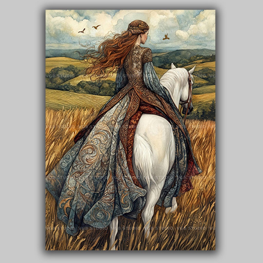 Rhiannon Wall Art Celtic Horse Goddess Print Welsh Mythology Fantasy ...