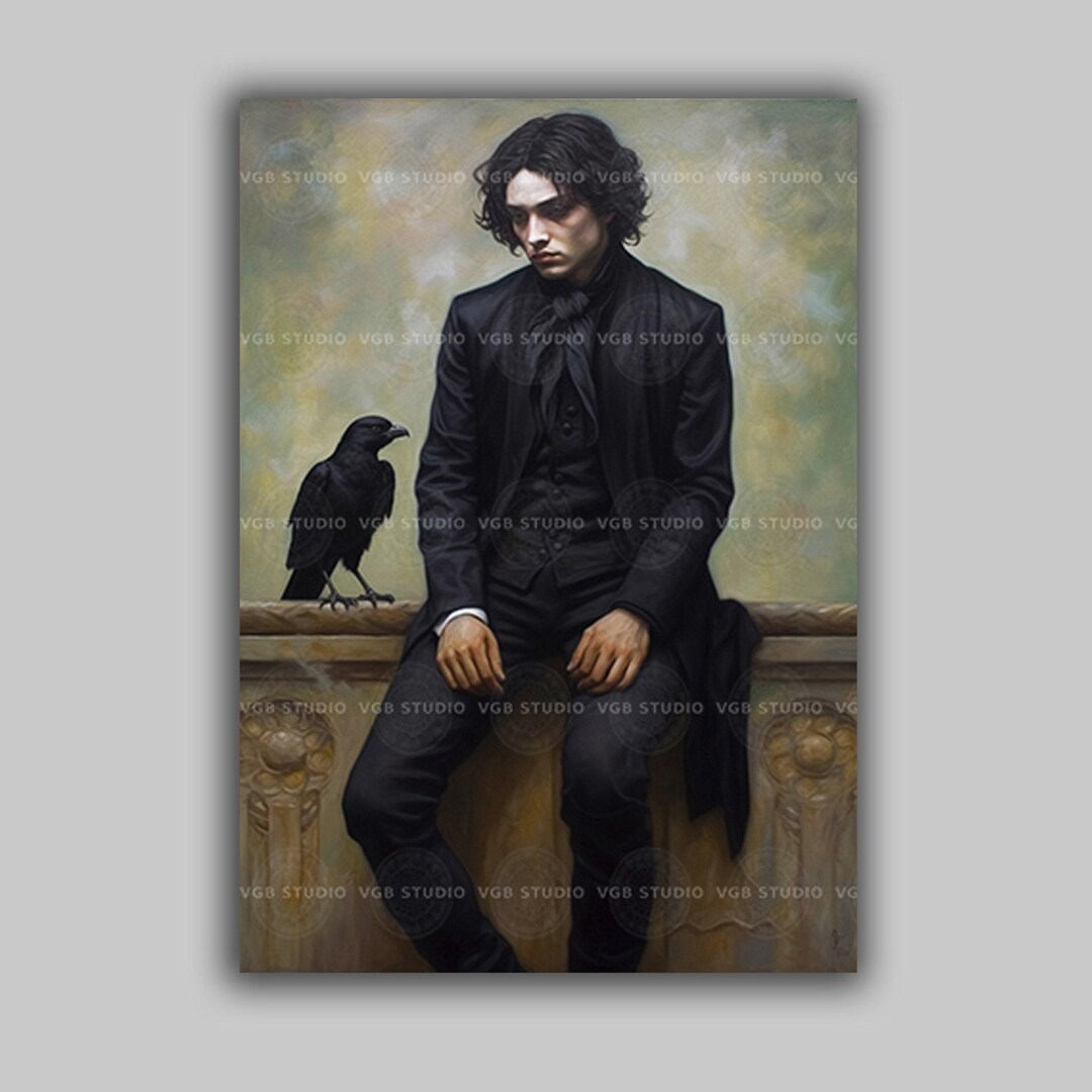 The Raven Art Print Edgar Allan Poe Inspired Gothic Painting Literary ...