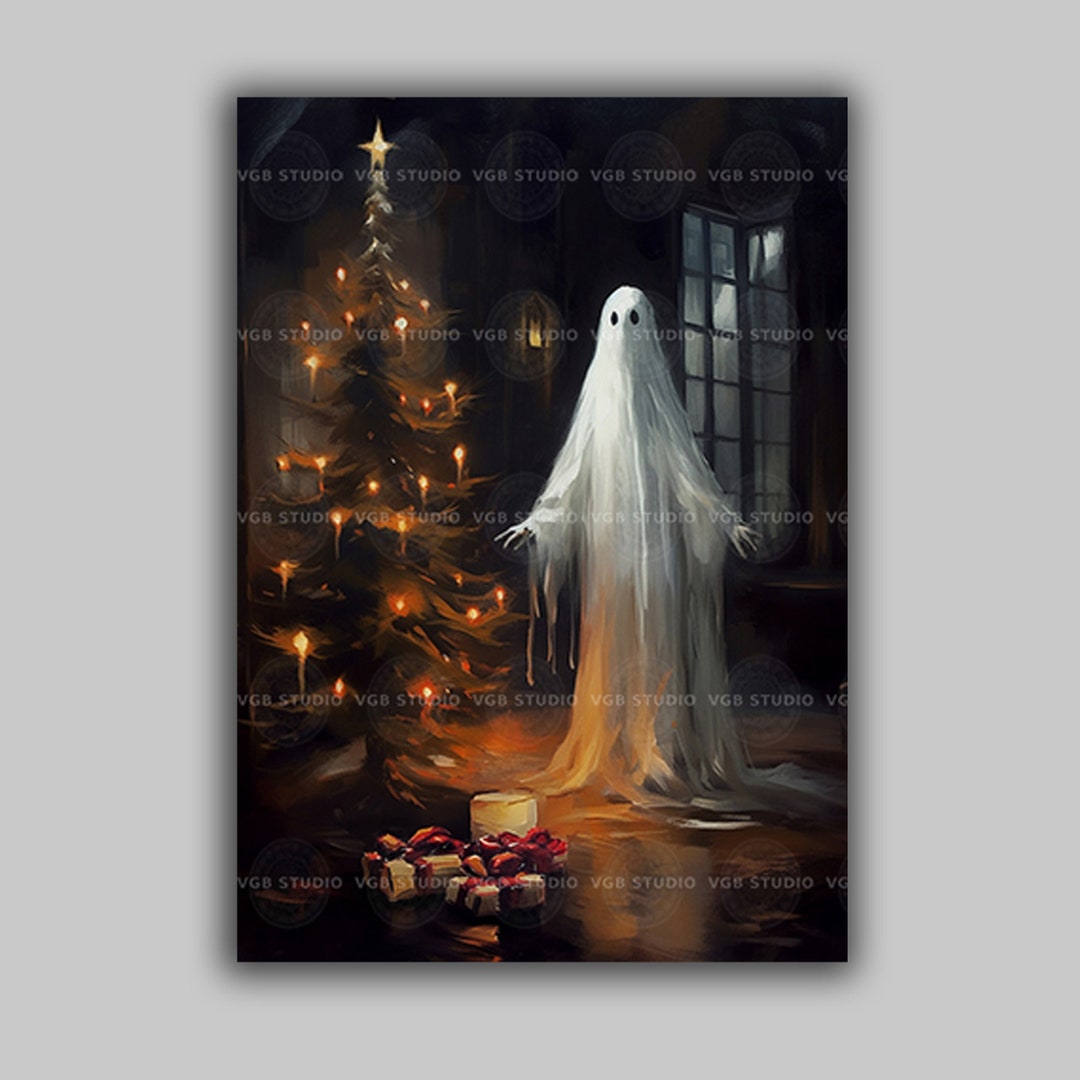 Haunted Christmas Ghost Spooky Holiday Decor, Whimsical Yuletide Spirit ...