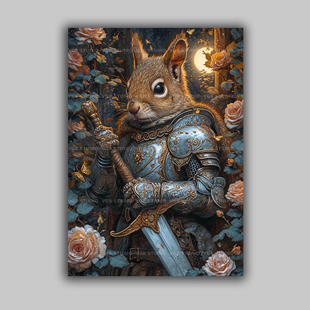 Knight Squirrel Armor Art Print,noble Woodland Warrior Fantasy ...