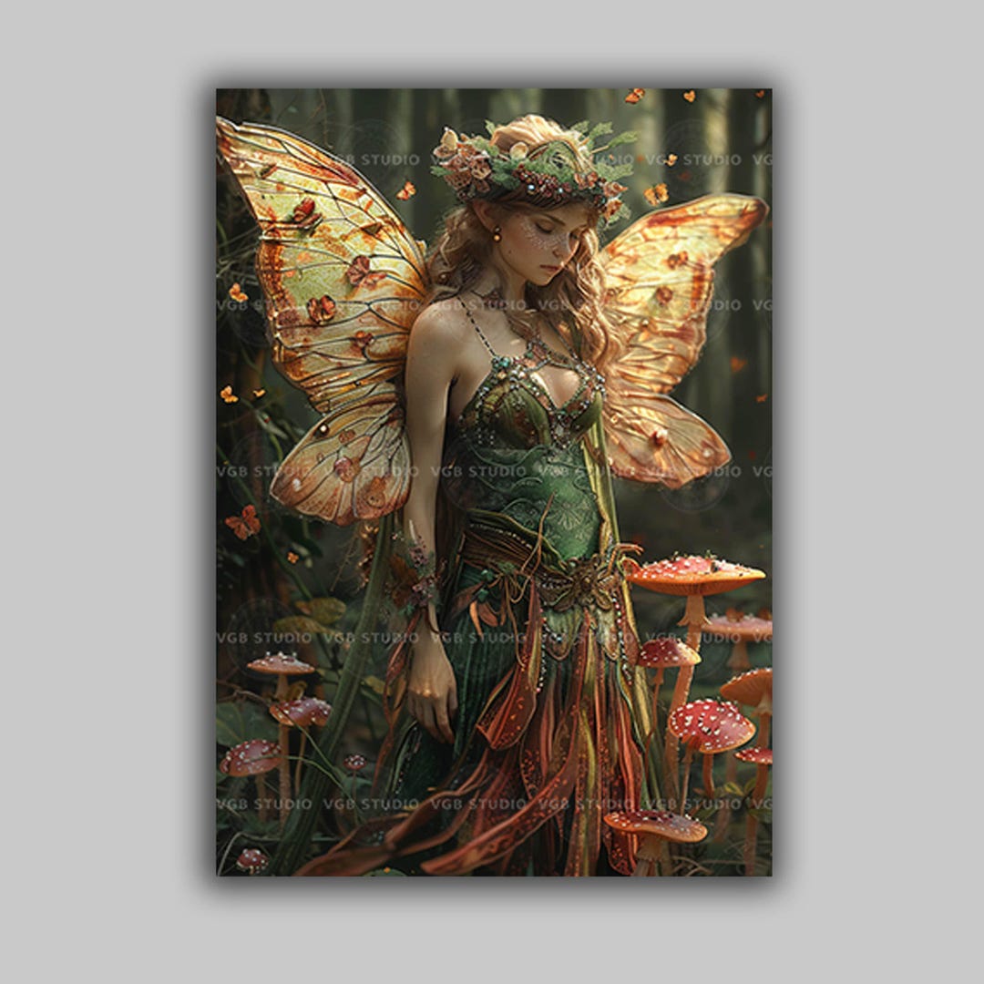 Autumn Fairy Art Print Forest Fae Wall Art Mushroom Fairy Decor Fantasy ...