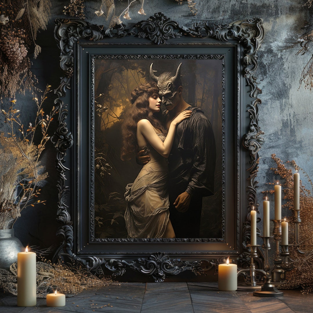 Gothic Woman Devil Love Goth Poster Love Dark Romance Fantasy Art Print ...
