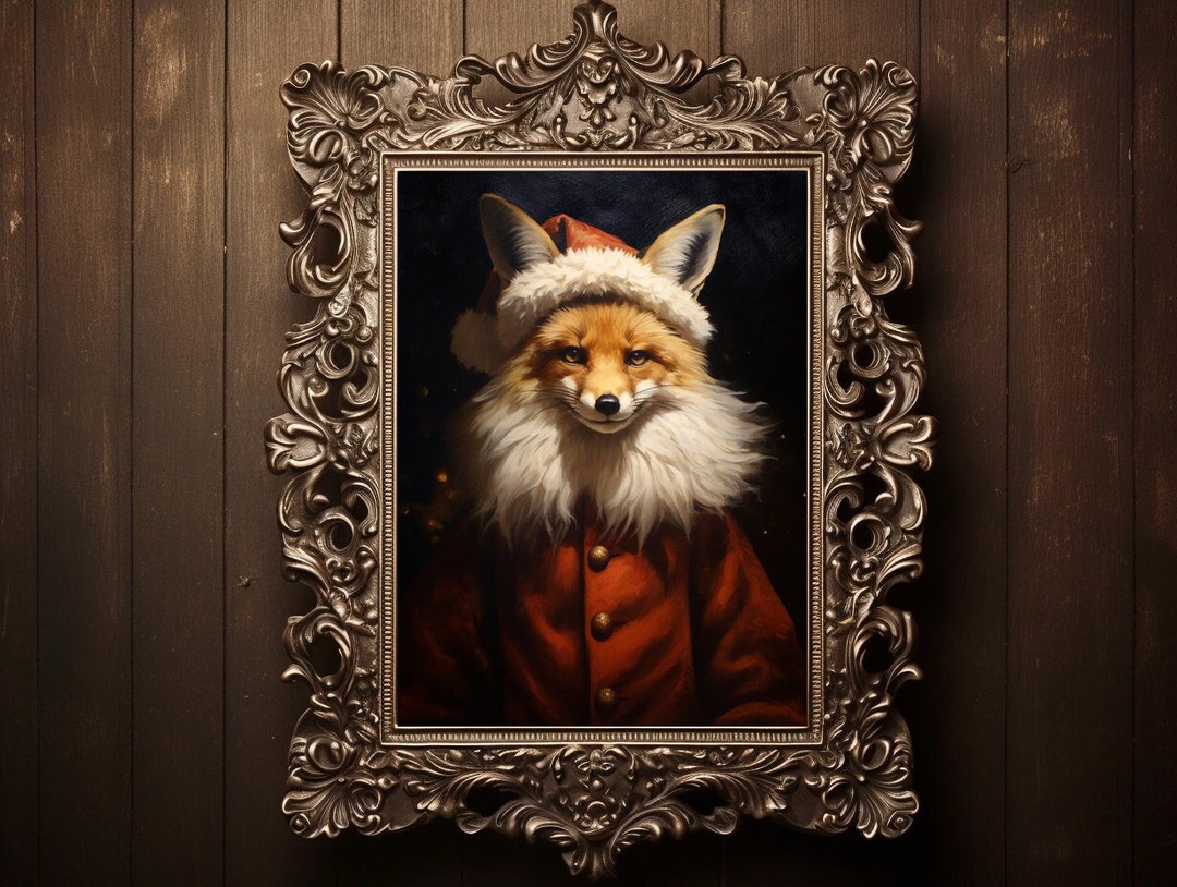 Christmas Fox Victorian Santa Claus Fine Art Giclee, Vintage Painting ...