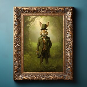 Gothic Victorian Irish Rabbit Print, Victorian Bunny Portrait Painting ...