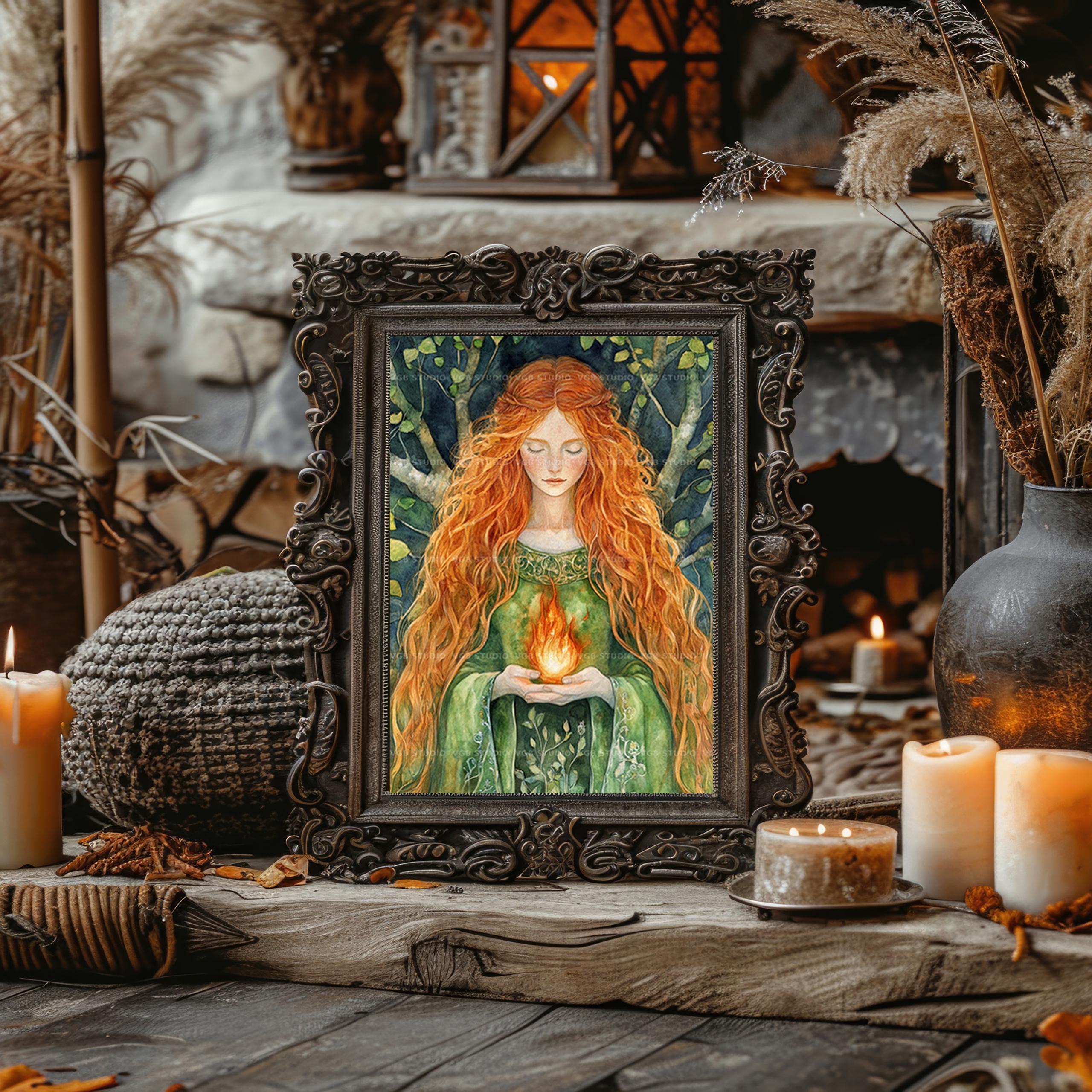 Celtic Goddess Brigid Irish Mythology Fire and Nature Art,pagan Divine ...