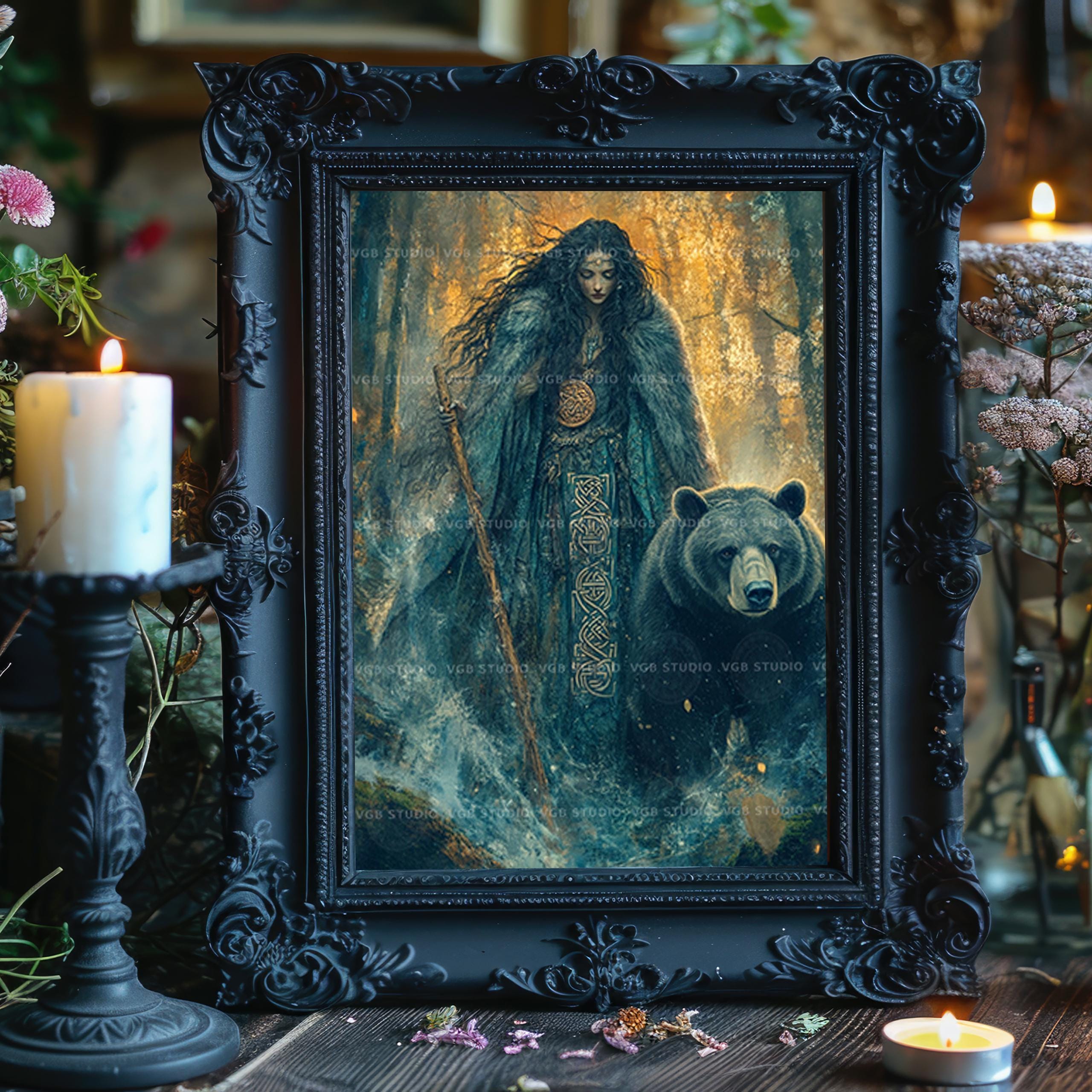 Artio Celtic Goddess Print Pagan Bear Spirit Wall Art Forest Witch ...