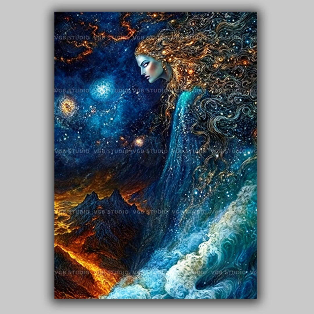 Khaos Primordial Goddess Mystical Greek Mythology Wall Art, Celestial ...