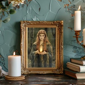 Brigid Art Print Celtic Goddess of Fire Irish Pagan Decor Imbolc Altar ...