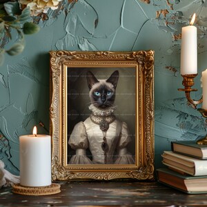 Siamese Cat Gothic Victorian Portrait, Classy Cat Goth Baroque Poster ...