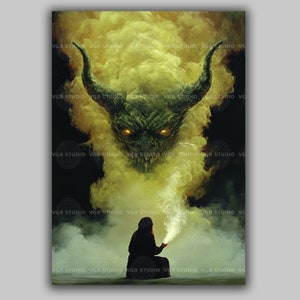 Witch Summoning the Demon Art Print, Dark Fantasy Magic Scene, Mystical ...