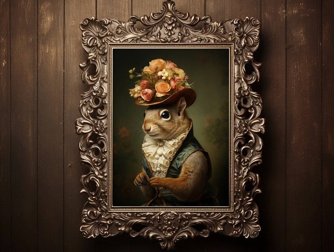 Victorian Squirrel Lady Print Funny Cool Fine Art Giclee, Vintage ...