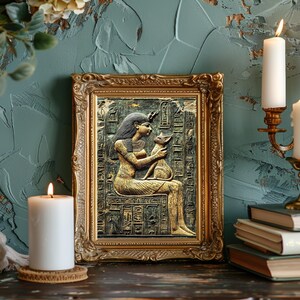 Bastet Wall Art Ancient Egyptian Cat Goddess Relief Print Mythology ...