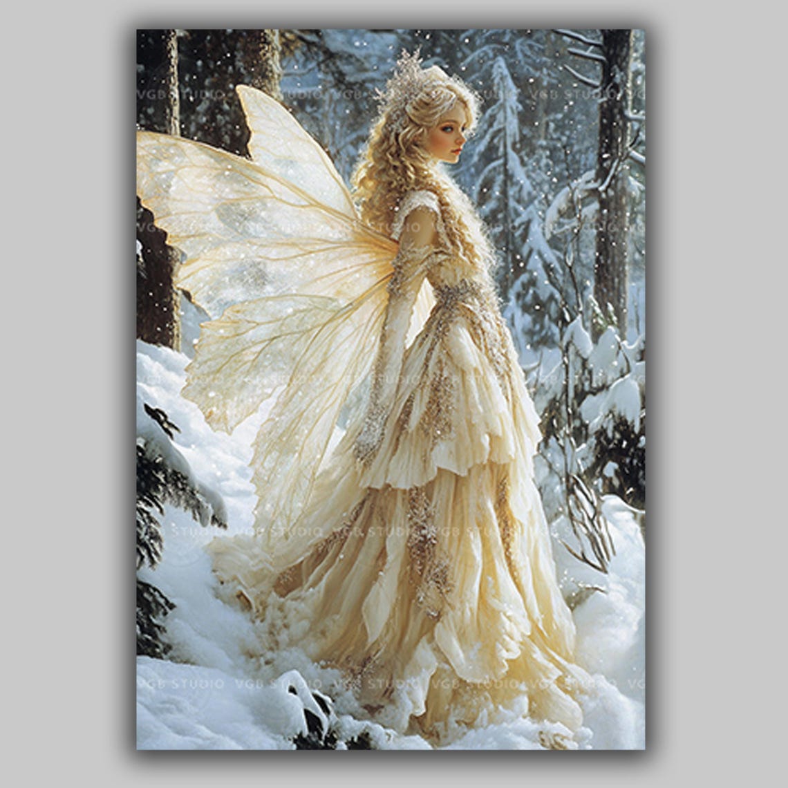 Winter Fairy Art Print Snow Forest Angelic Fantasy Artwork Frost ...