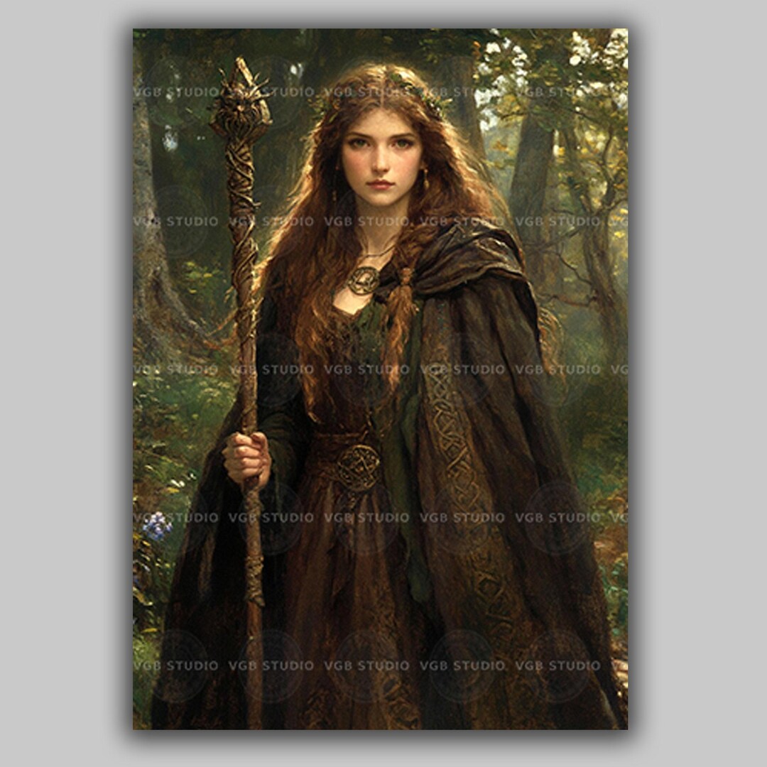 Flidais Celtic Goddess of the Forest Irish Deer Goddess Mythology Art ...