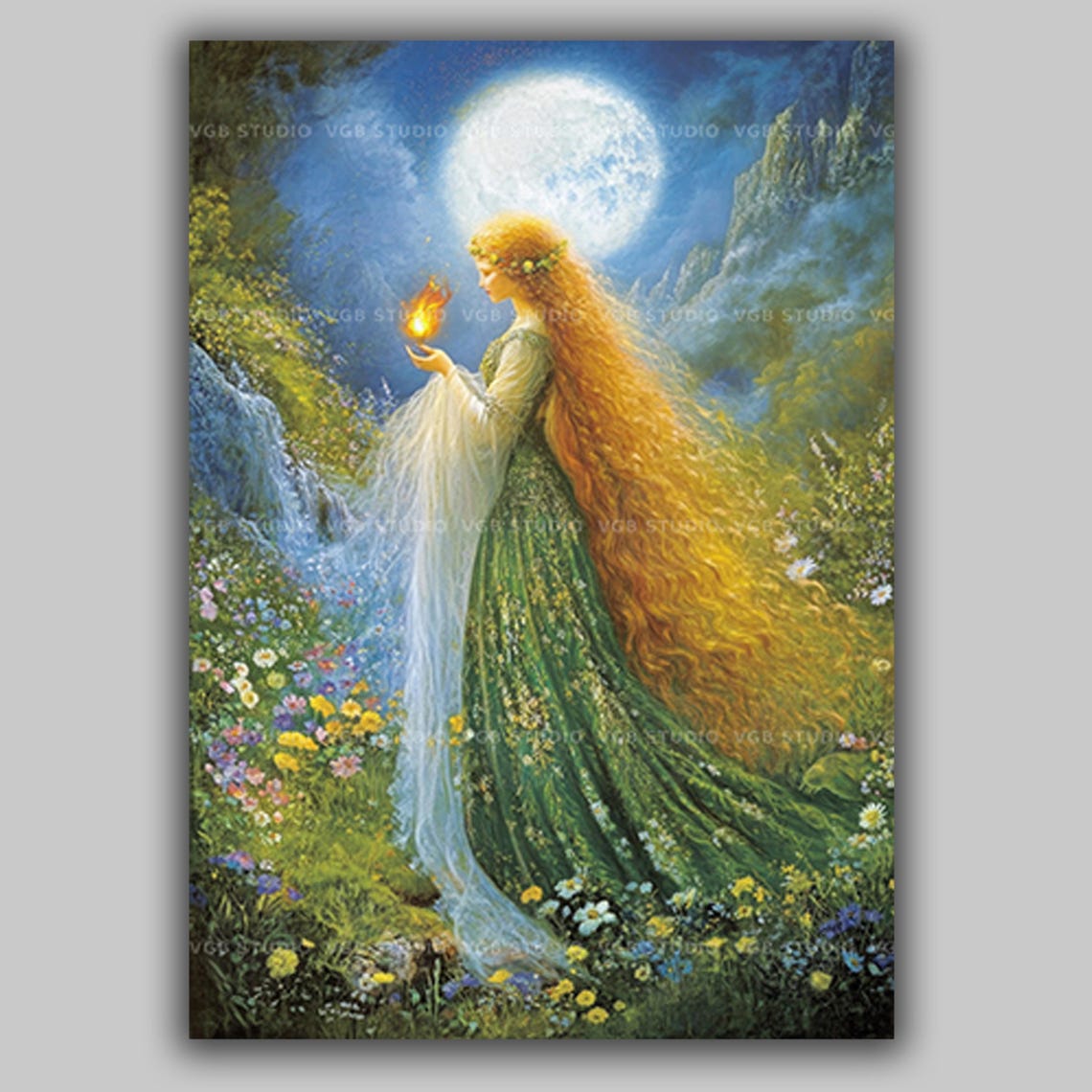 Brigid Goddess Art Print Celtic Fire Spring Deity With Flame Romantic ...