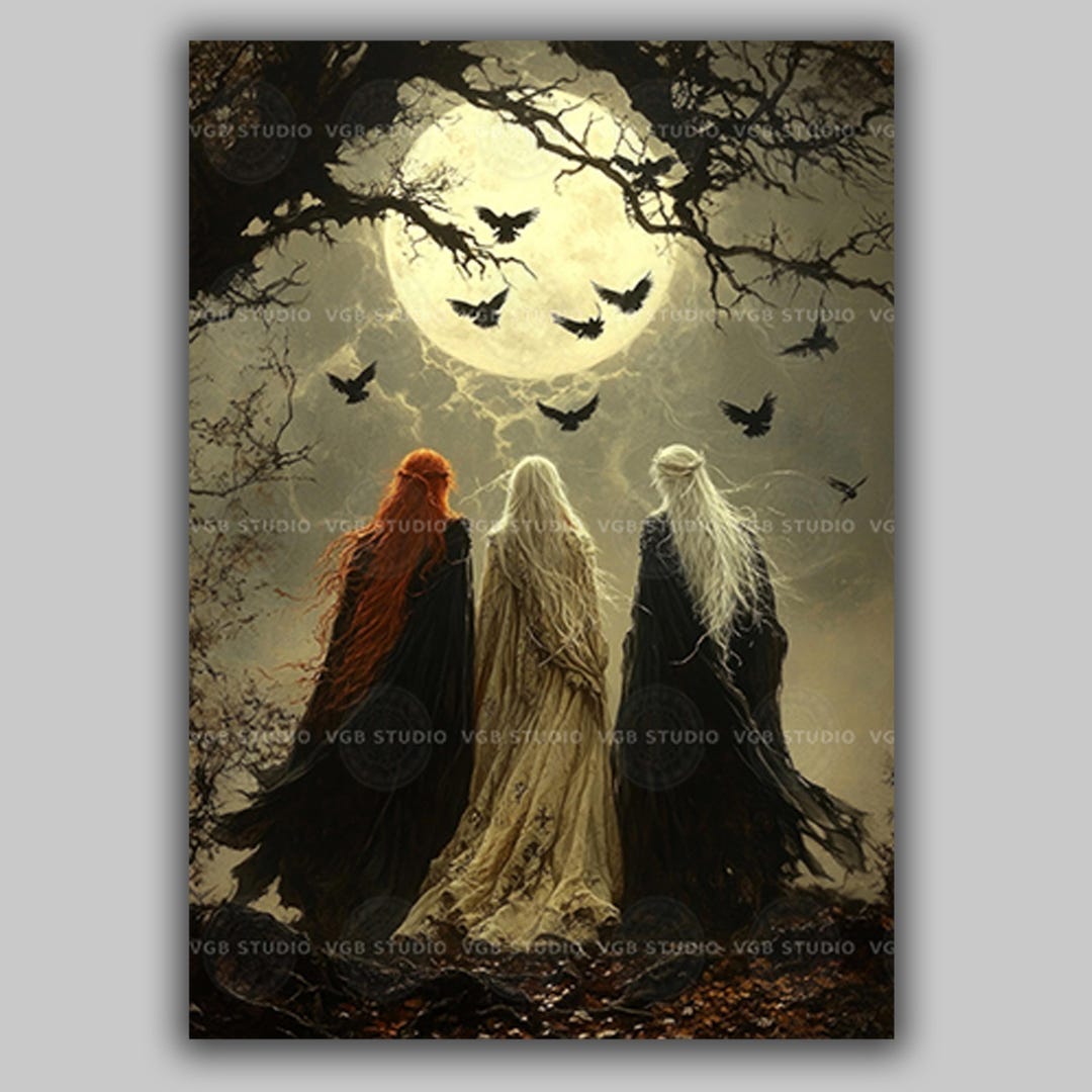 The Morrigan Triple Goddess Wall Art Print Macha Badb Nemain Raven Moon ...