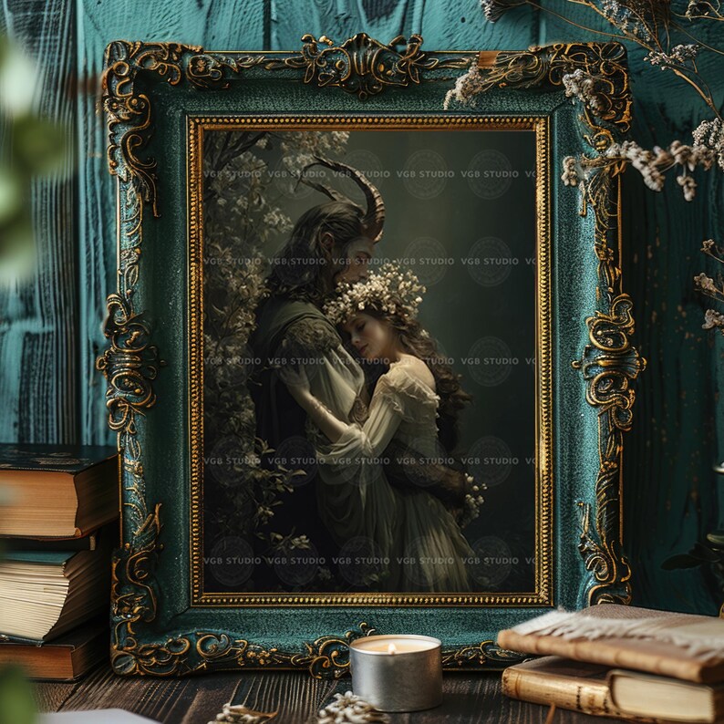 Beltane Art Print May Queen and Horned God Lovers Pagan Romance Wall ...