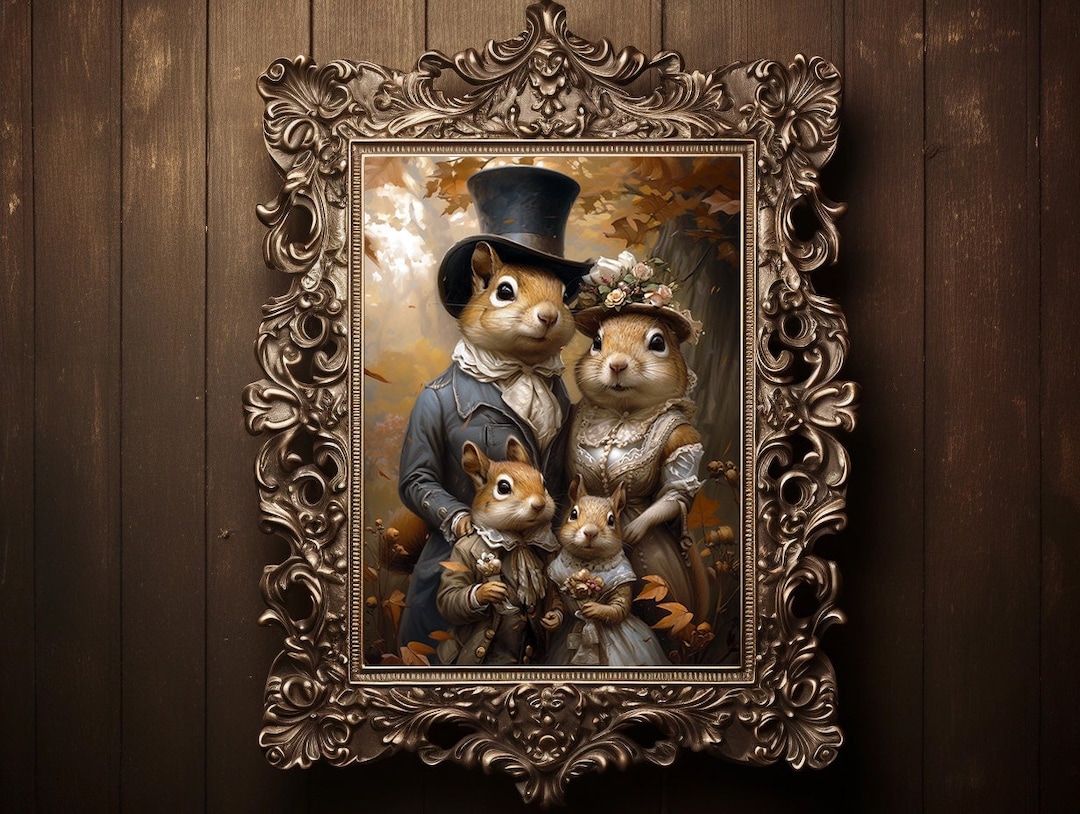 Victorian Squirrel Family Regal Fine Art Giclee, Vintage Painting Wall ...