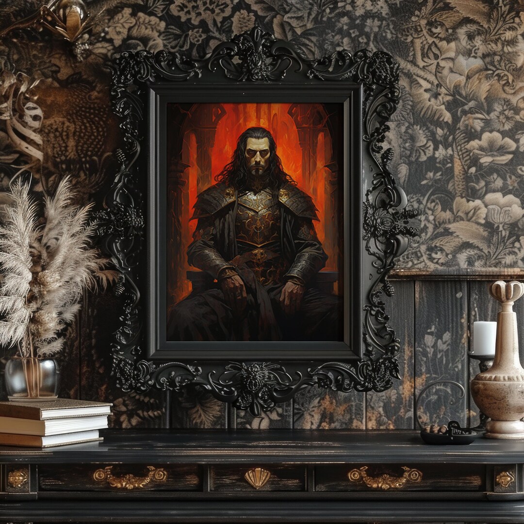 Dracula Vlad Tepes the Impaler Sitting on Throne Portrait Painting ...