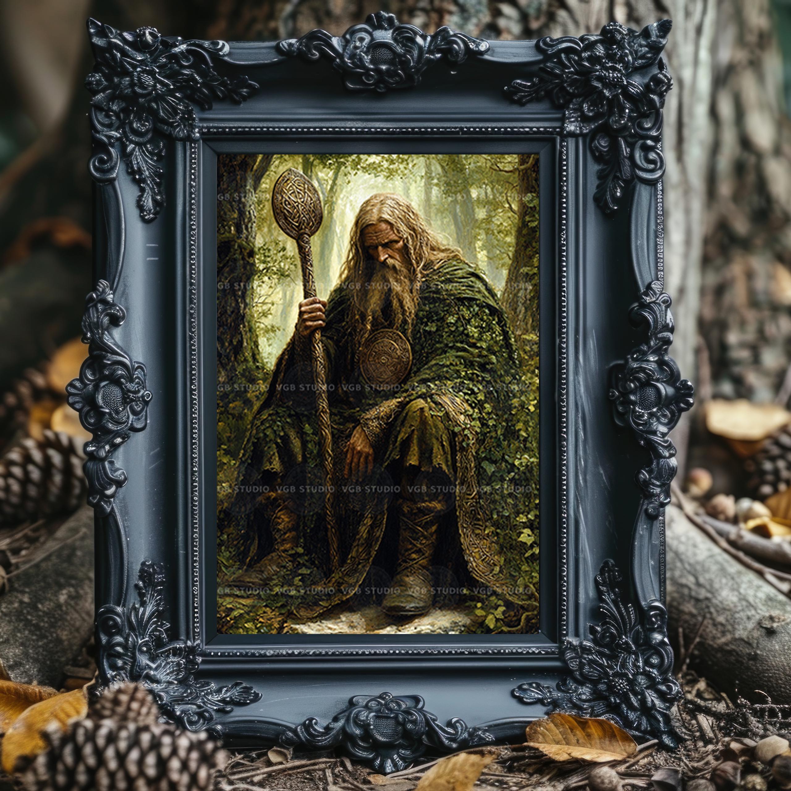 Celtic Druid Green Man Mystical Forest Elder Print, Ancient Wisdom ...