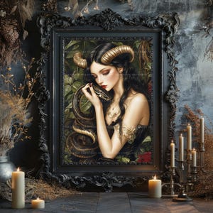 Lilith Dark Goddess and Serpent Fine Art Print, Dark Fantasy Wall Decor ...