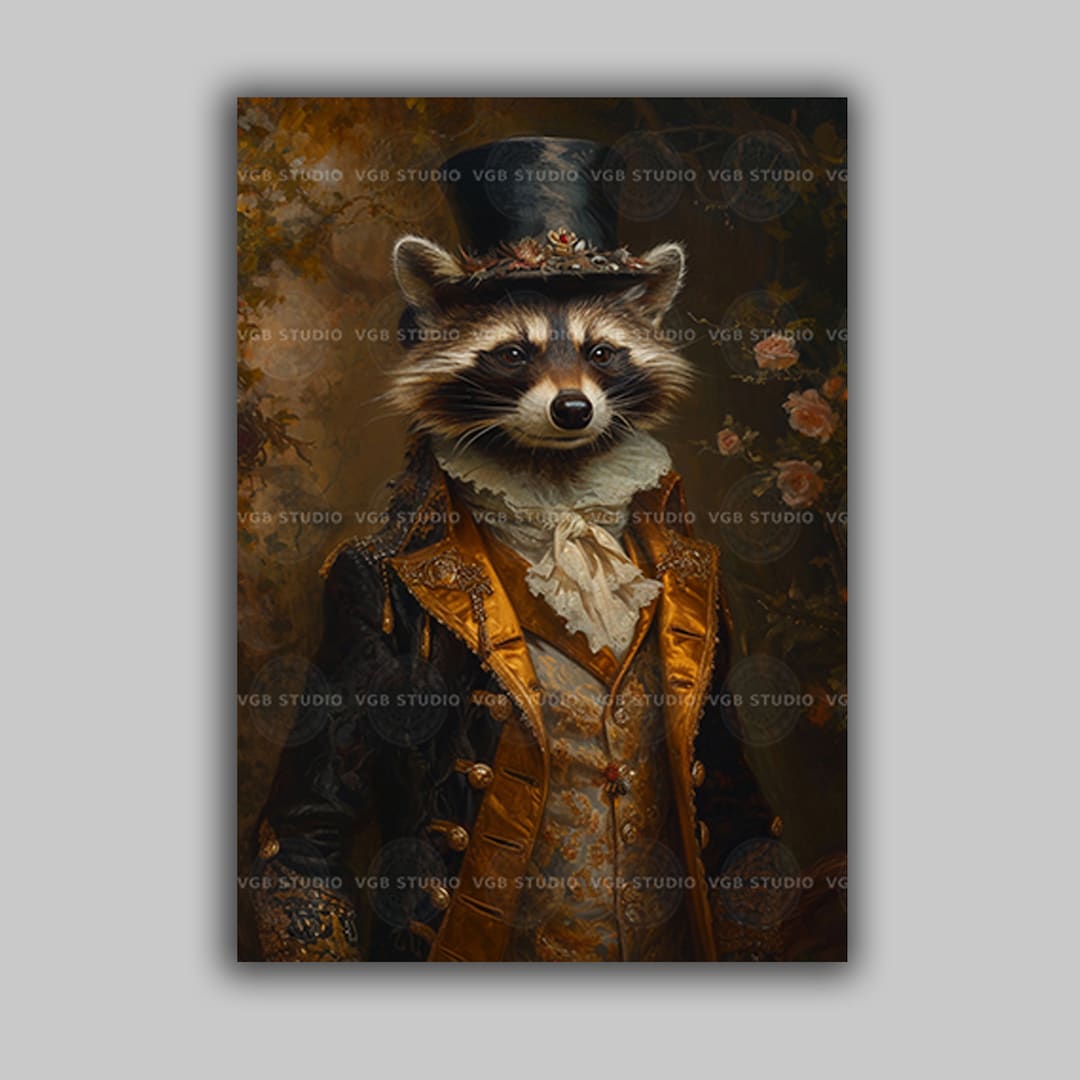 Gothic Raccoon Victorian Aristocrat Gentleman Portrait Poster, Dark ...