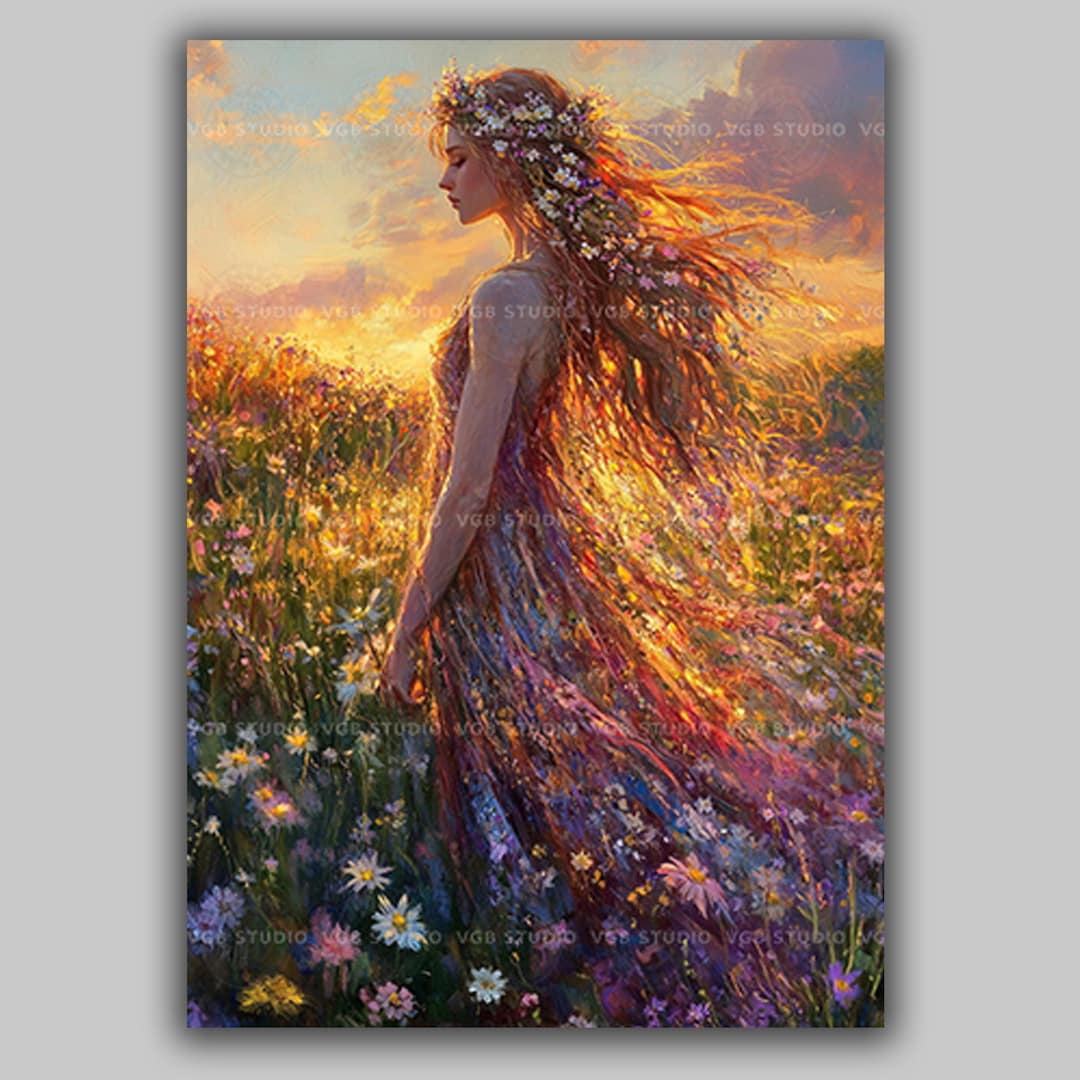 Blodeuwedd Celtic Flower Goddess Art, Radiant Floral Maiden Mythical ...