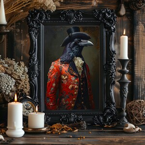 Victorian Crow Gentleman Aristocrat Raven Giclee, Vintage Painting Wall ...