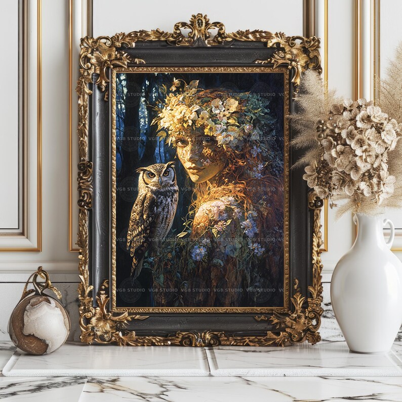 Blodeuwedd Art Print Welsh Goddess of Transformation and Owls Celtic ...