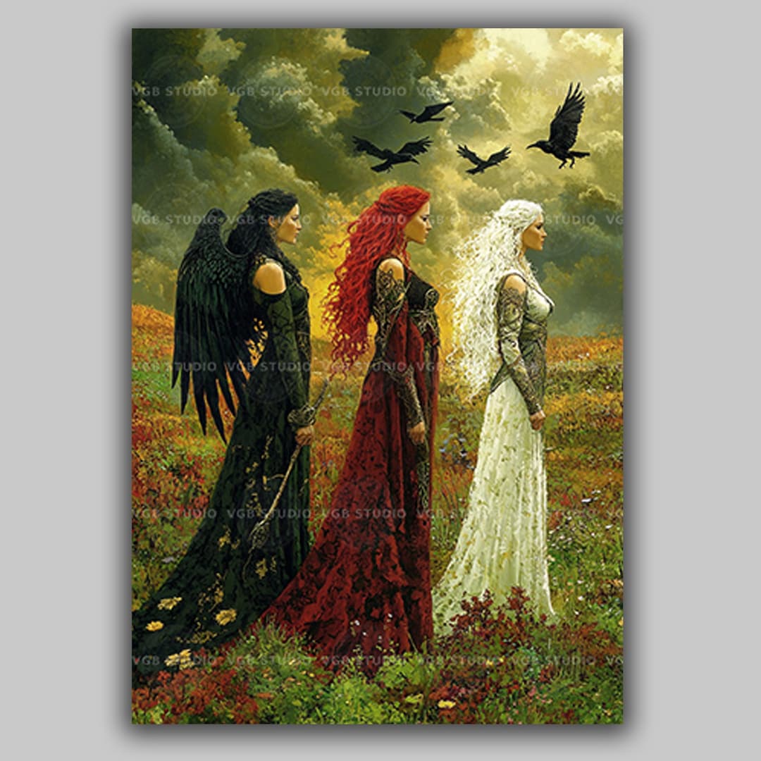 Morrigan Triple Goddess Art Print as Macha Nemain Badb Celtic Mythology ...