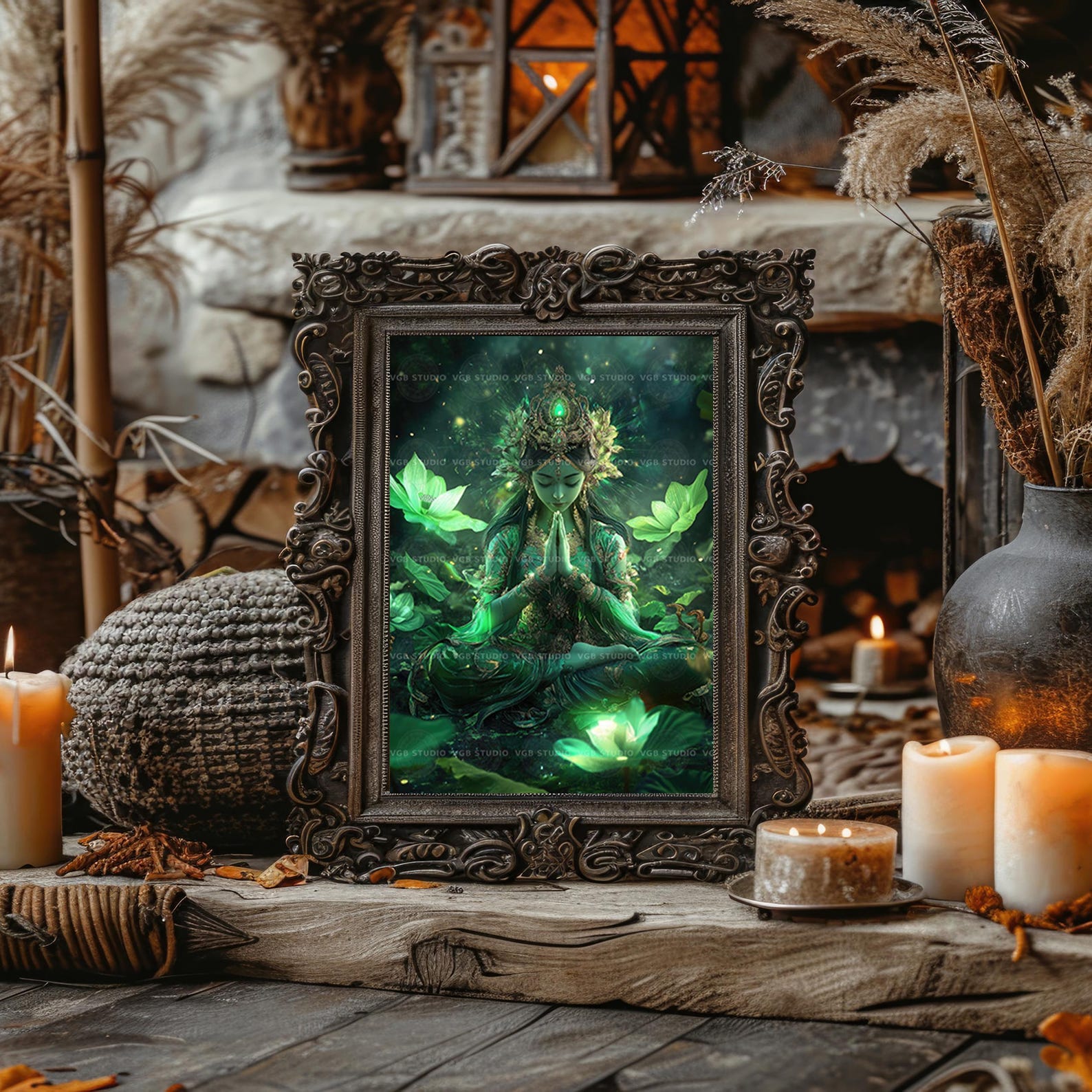 Green Tara Art Print, Goddess of Compassion and Swift Protection ...