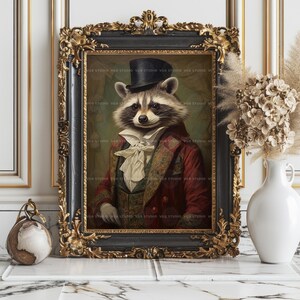 Raccoon Victorian Portrait Print, Renaissance Raccoon Painting Poster ...