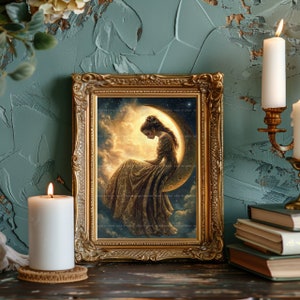 Selene Art Nouveau Moon Greek Goddess, Luna Baroque Painting, Celestial ...