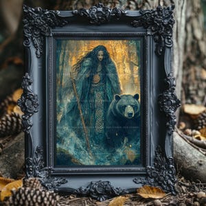 Artio Celtic Goddess Print Pagan Bear Spirit Wall Art Forest Witch ...
