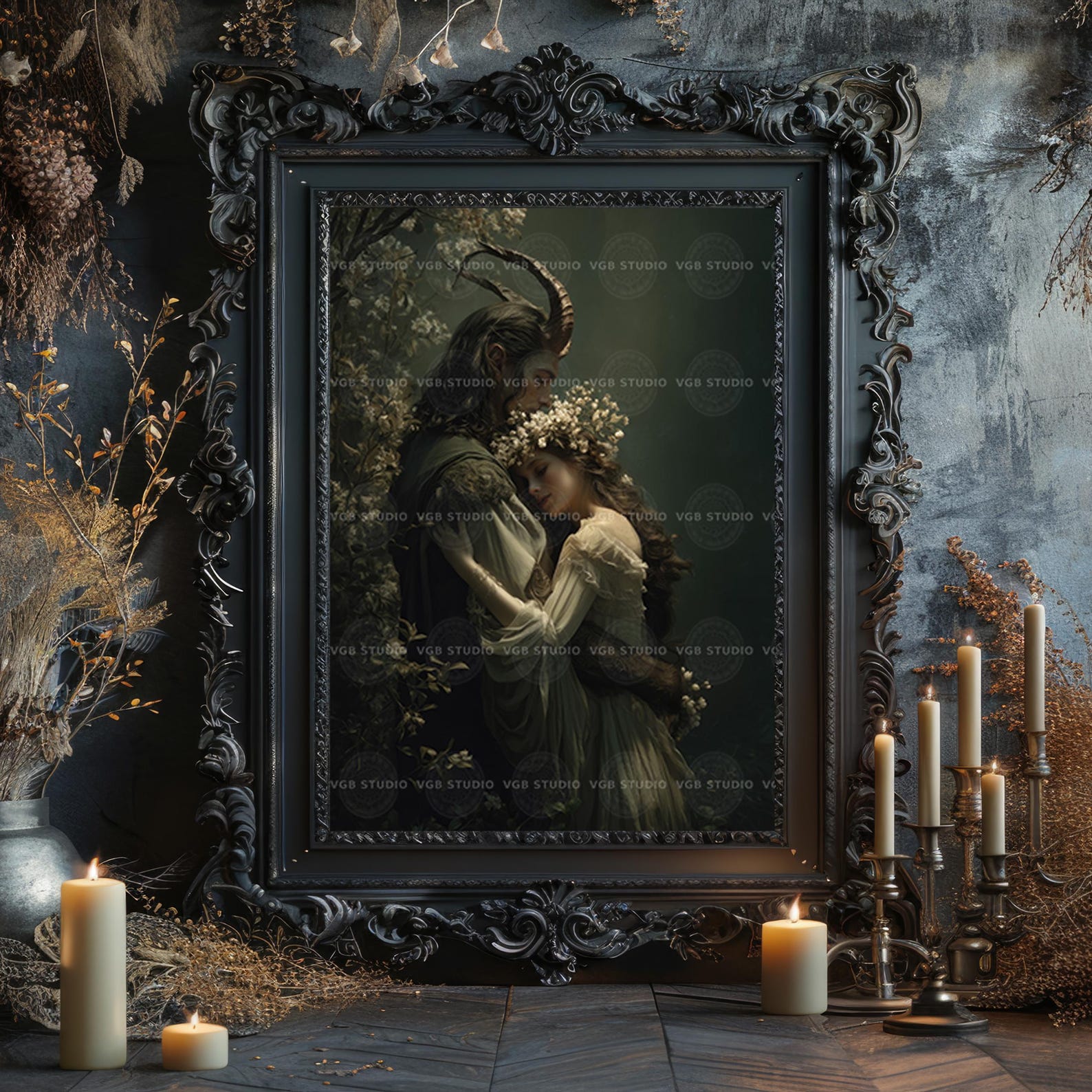 Beltane Art Print May Queen and Horned God Lovers Pagan Romance Wall ...