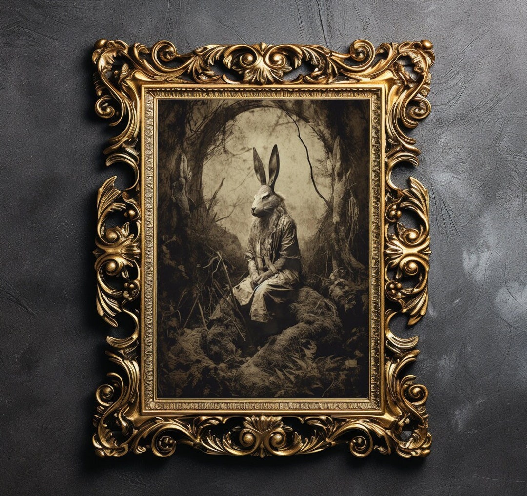 Witchy Rabbit Dark Forest Full Moon, Bunny Dark Fantasy, Cottagecore ...
