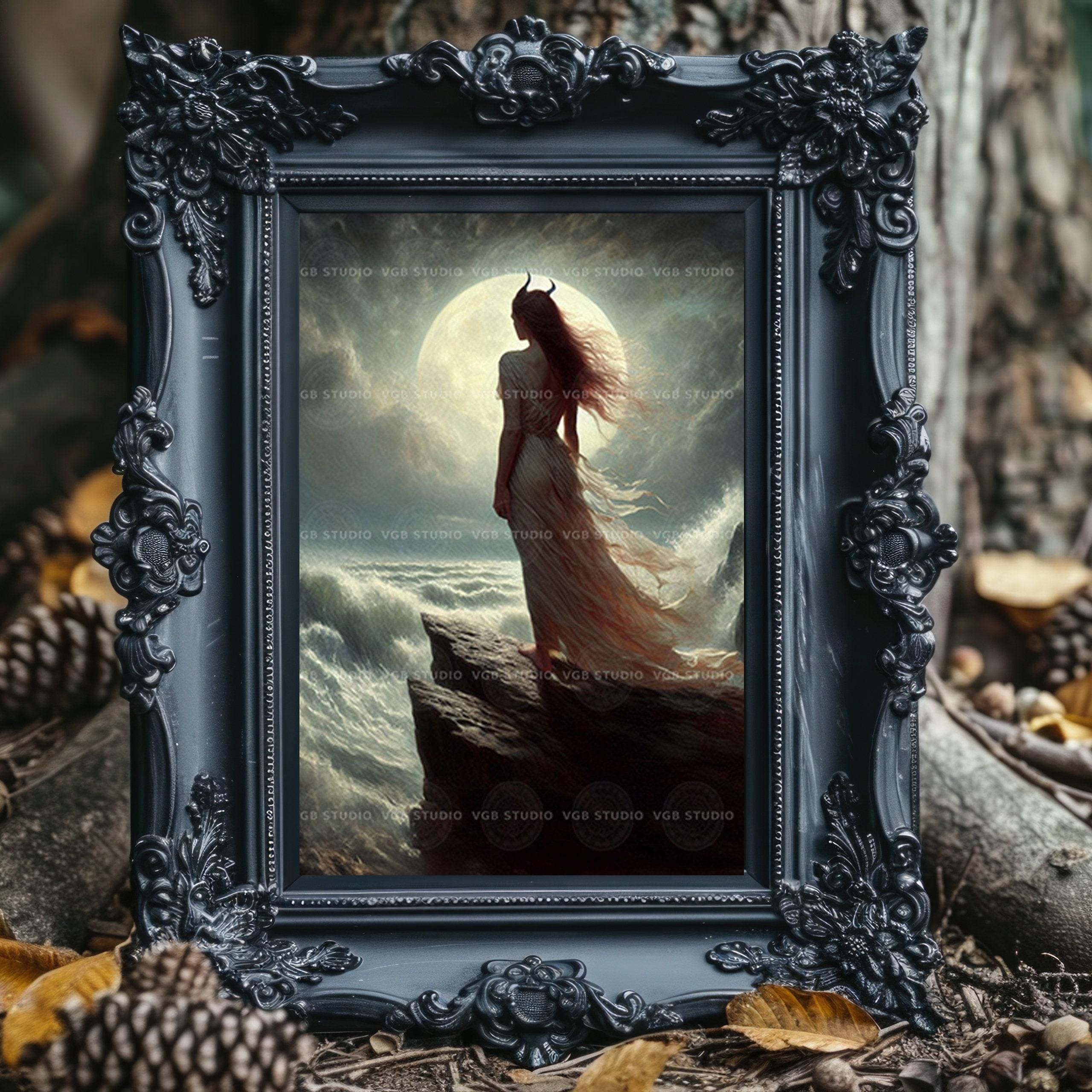 Lilith Moon Goddess Wall Art Dark Feminine Power Print Ocean Cliff ...