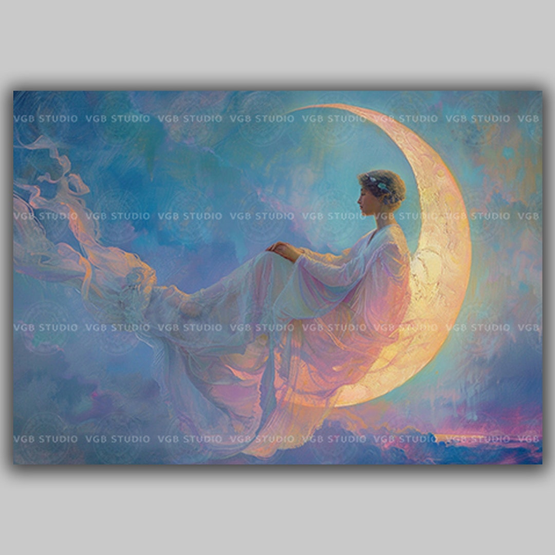 Selene Moon Greek Goddess, Ethereal Luna Baroque Painting, Celestial ...