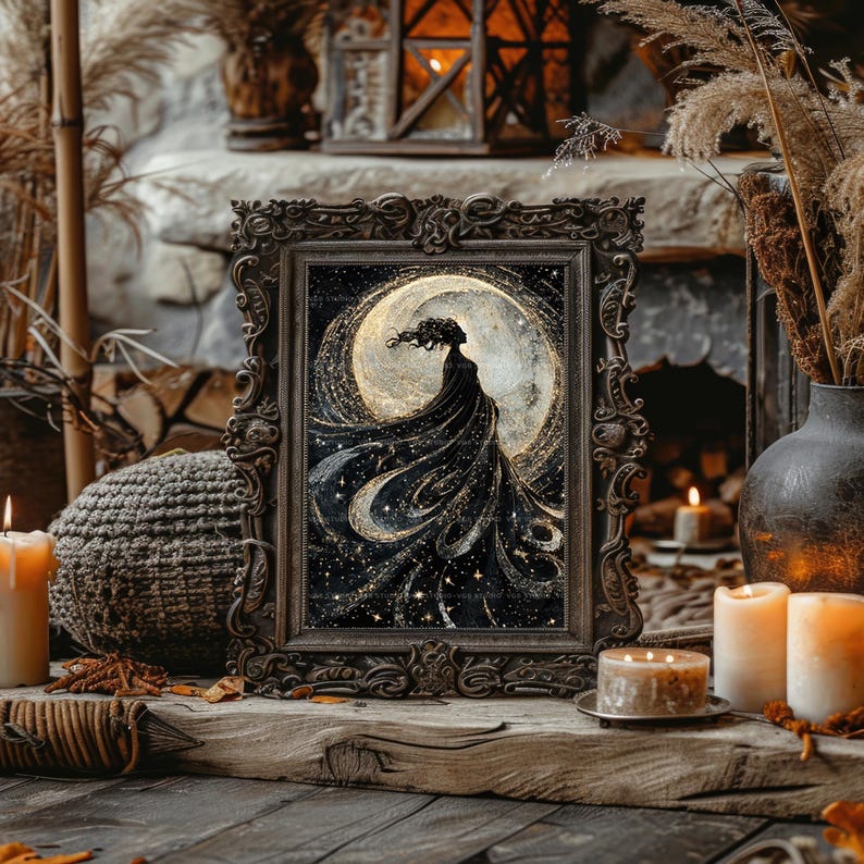 Nyx Goddess of Night Art Print Greek Mythology Decor Celestial Feminine ...